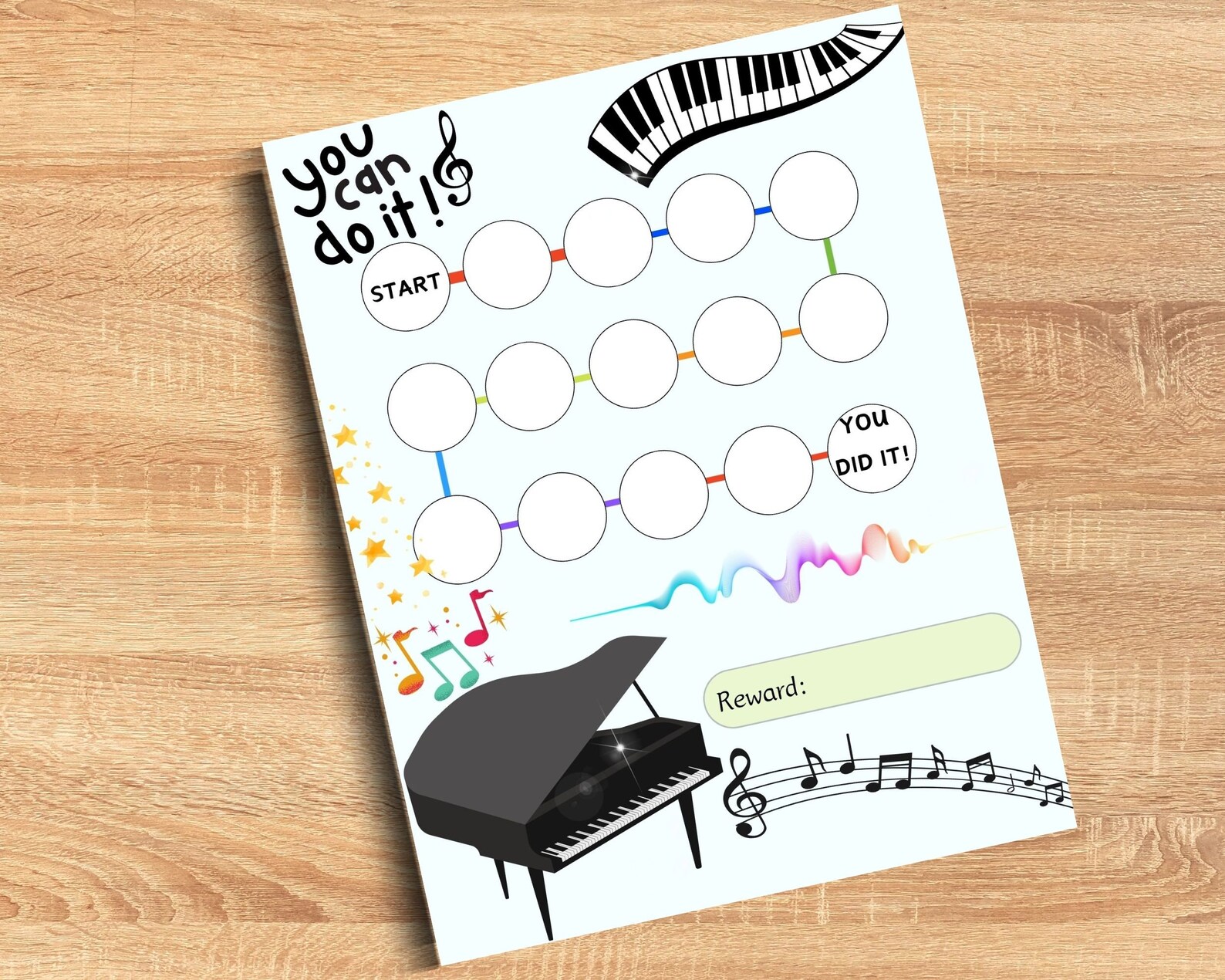 Printable Piano Reward Chart - Music Practice - Piano Practice - Music ...