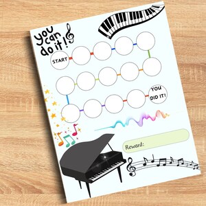 Printable Piano Reward Chart - Music Practice - Piano Practice - Music ...
