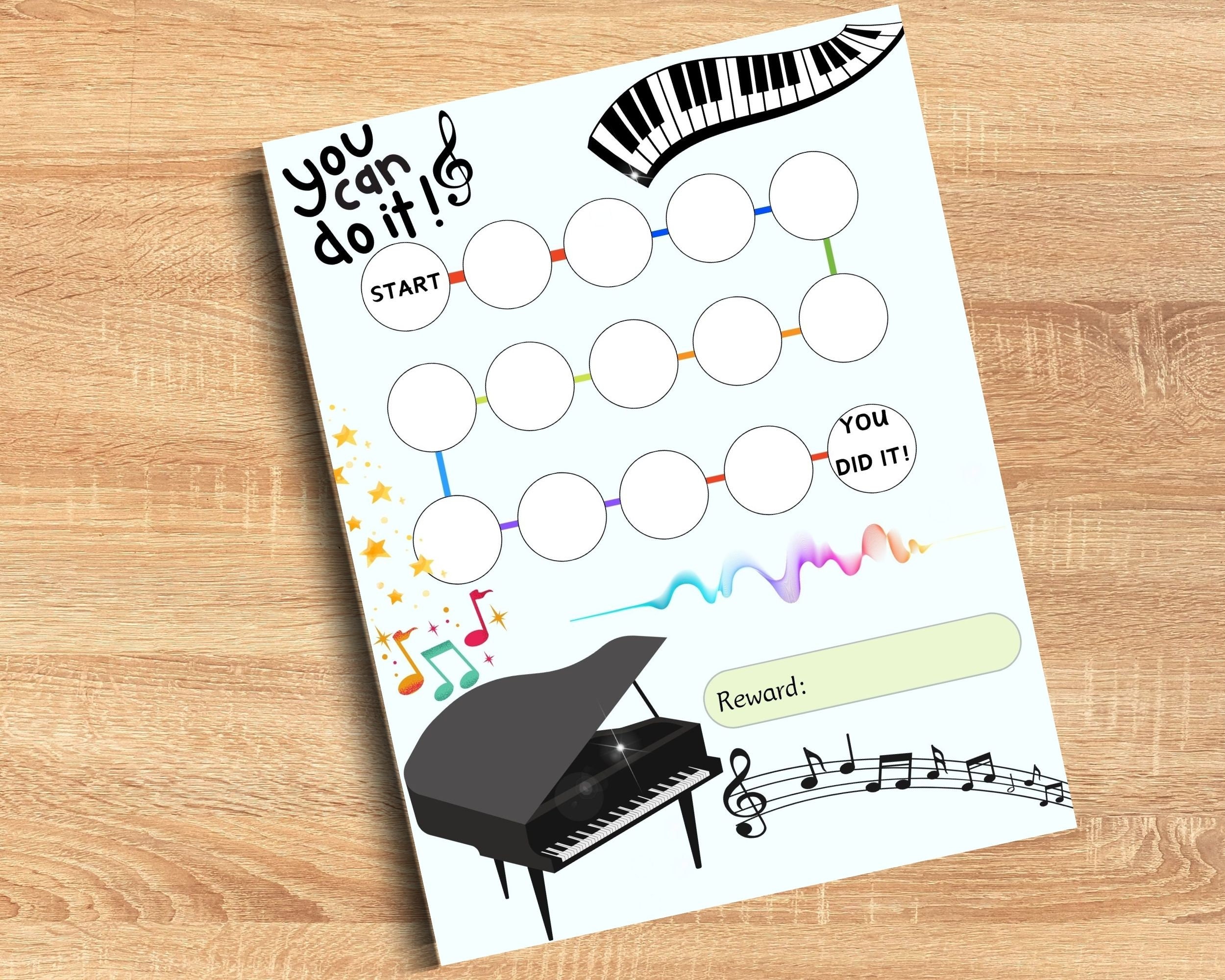 Printable Piano Reward Chart - Music Practice - Piano Practice - Music ...