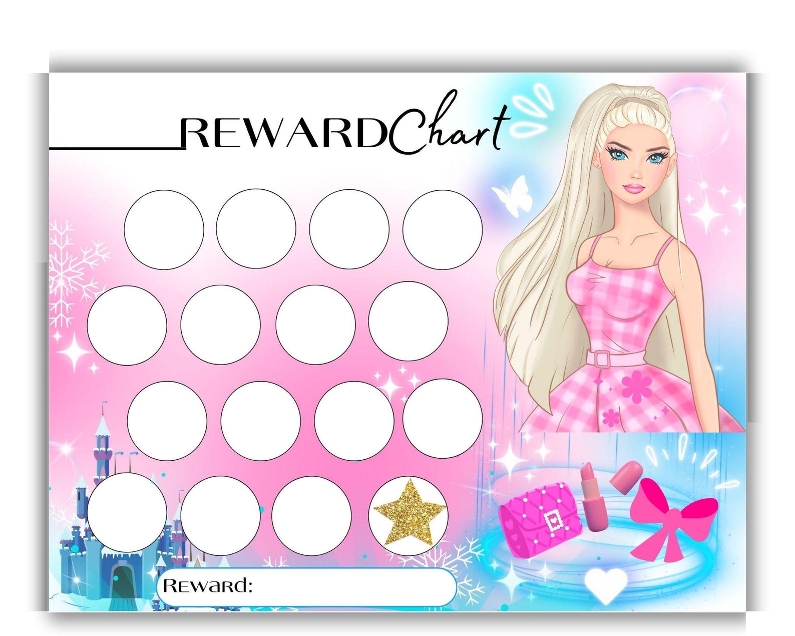 Princess Reward Chart Girls Princess Reward Chart Potty Training Chart ...
