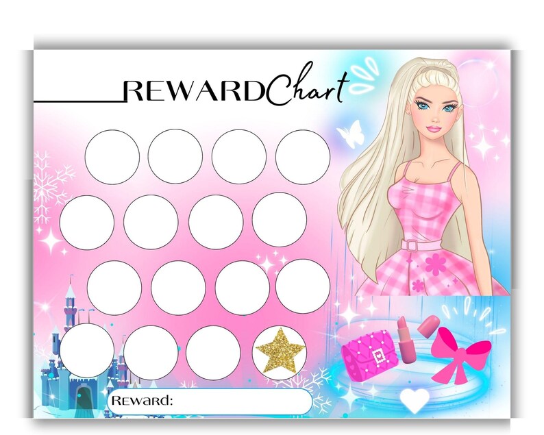 Princess Reward Chart Girls Princess Reward Chart Potty Training Chart ...