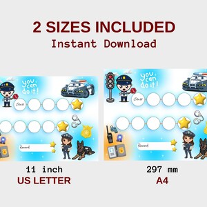 Police-themed Reward Chart - Responsibility Chart for Kids - Reading ...