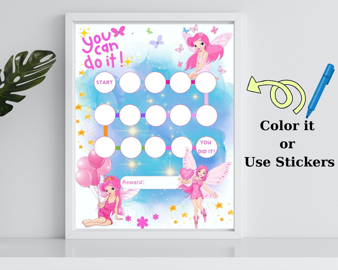 Fairy Reward Chart Princess Reward Chart Sleeping Chart Potty Training ...