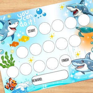 Shark Reward Chart for Kids – Printable Behavior & Potty Training ...