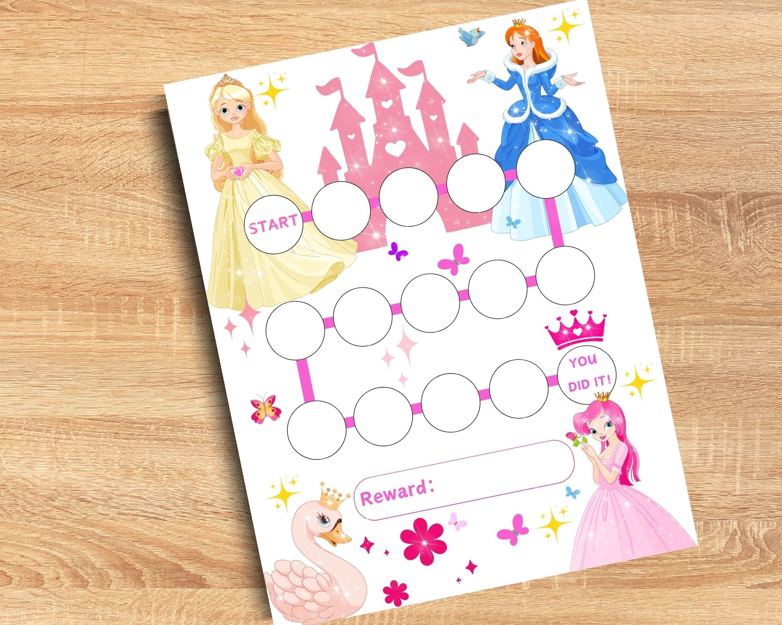 Girls Princess Reward Chart Potty Training Chart Chore Chart Girls ...