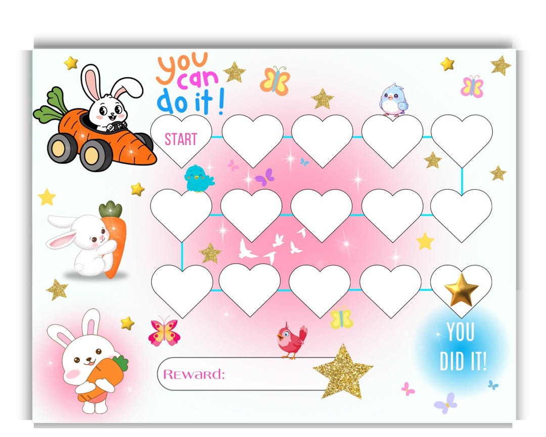 Printable Bunny Reward Chart for Girls –habit Tracker | Potty Training ...