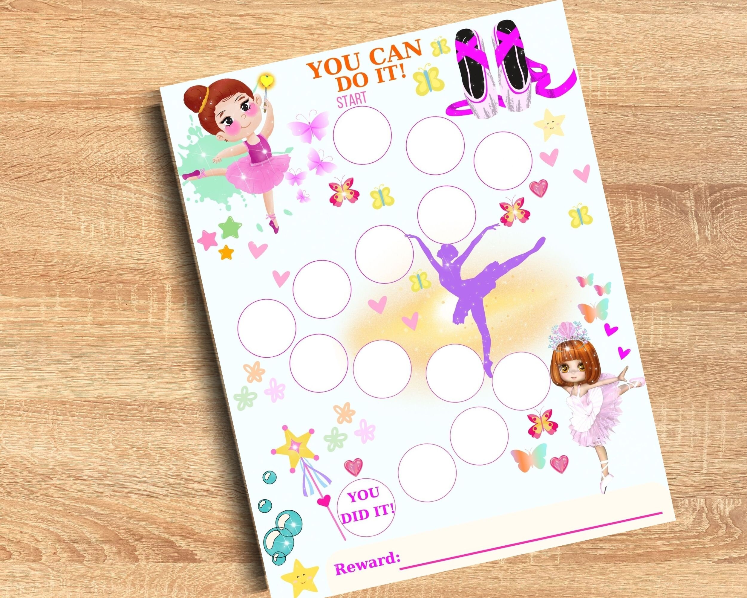 Printable Ballerina Reward Chart Ballet Reward Chart Girls Potty ...