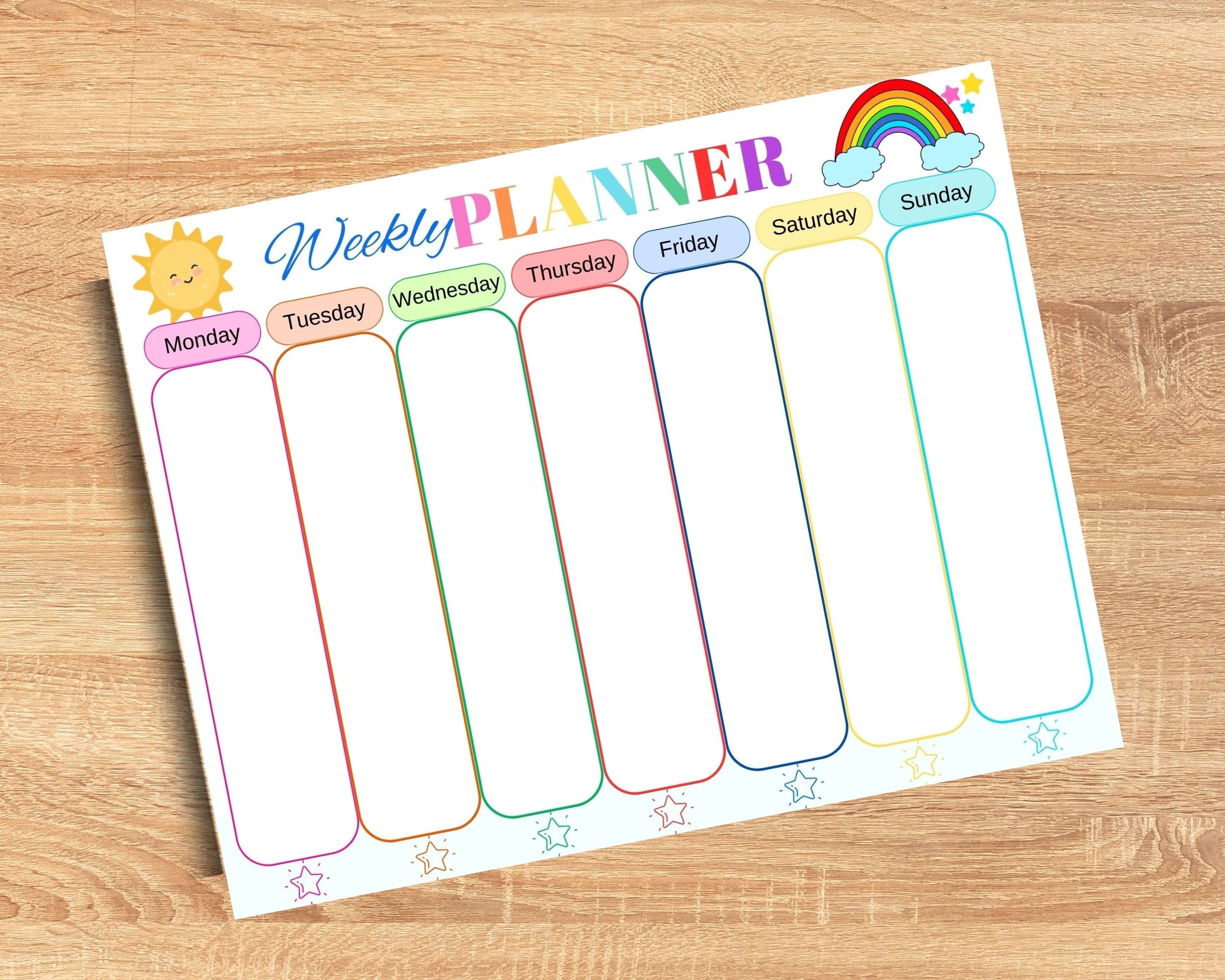 Kids Weekly Planner - Homeschool Planner - Kids Schedule - Kids Daily ...