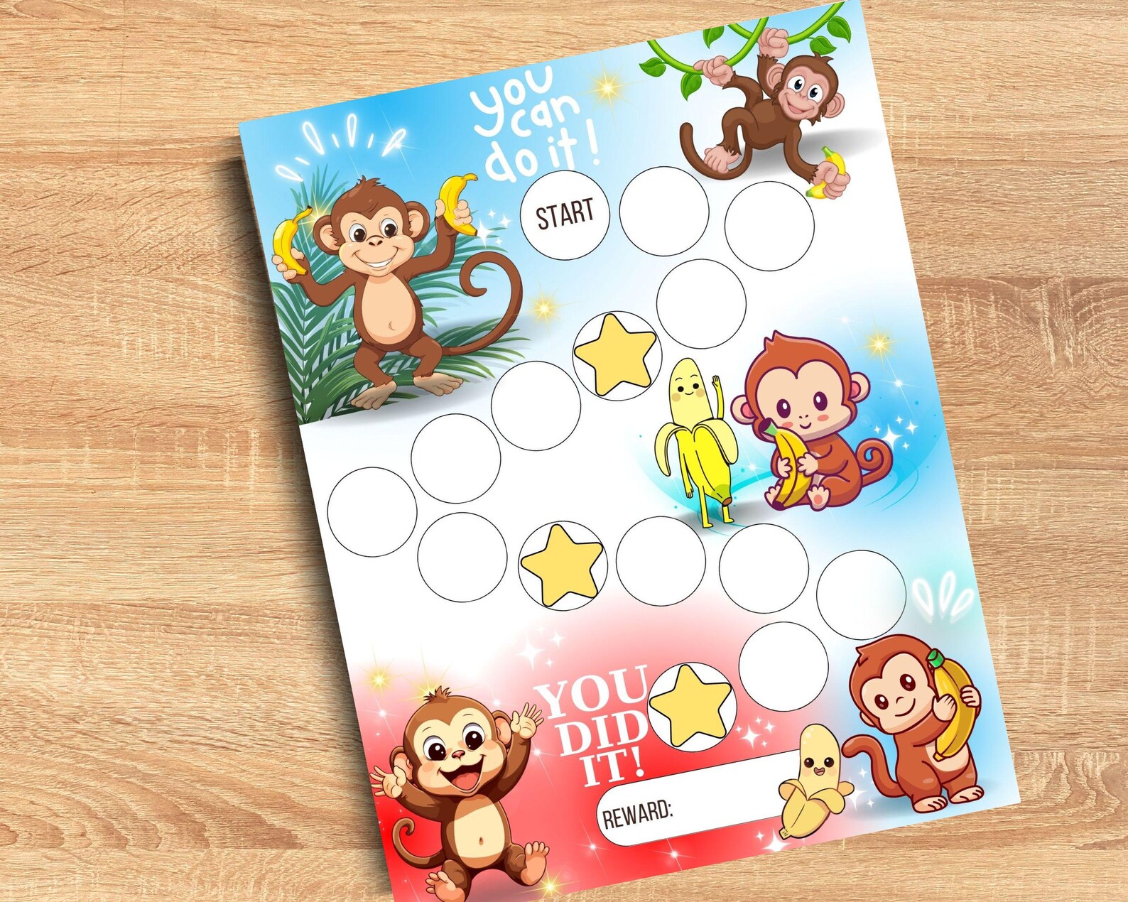 Monkey Reward Chart: Behavior - Potty Training Tracker for Kids ...