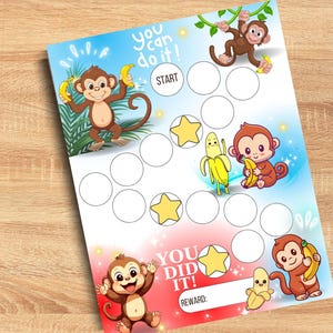 Monkey Reward Chart: Behavior - Potty Training Tracker for Kids ...