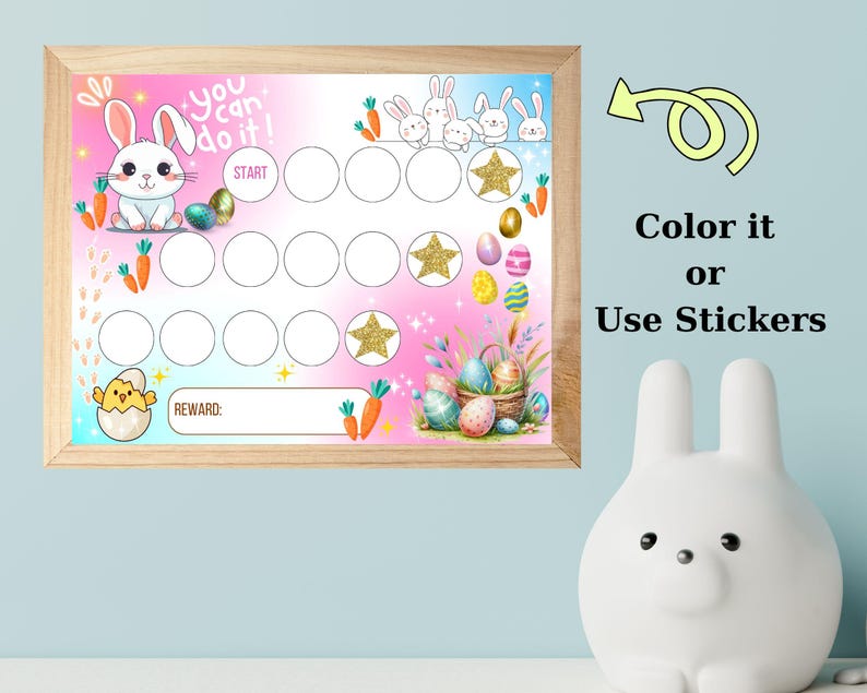 Easter Bunny Reward Chart - Bunny Sticker Chart - Chore Chart - Girls ...