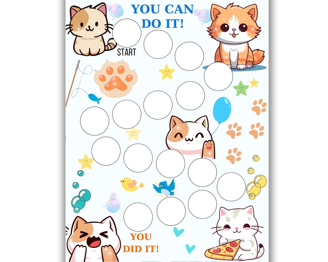 Printable Cat Reward Chart Bundle Kids Reward Chart Potty Training ...