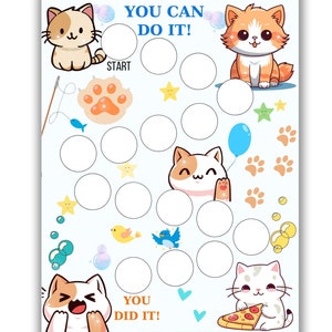 Printable Cat Reward Chart Bundle - Kids Reward Chart - Potty Training ...