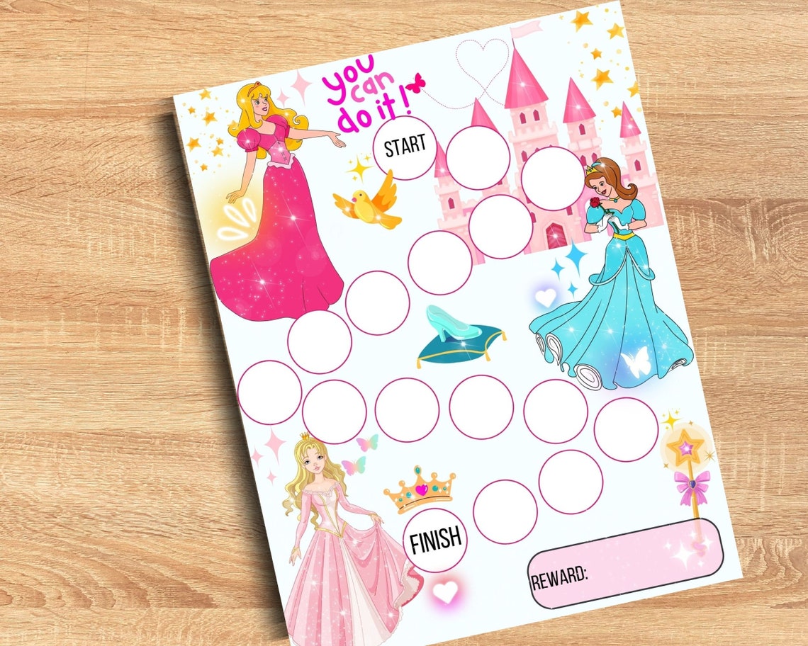 Girls Princess Reward Chart - Potty Training Chart - Chore Chart ...