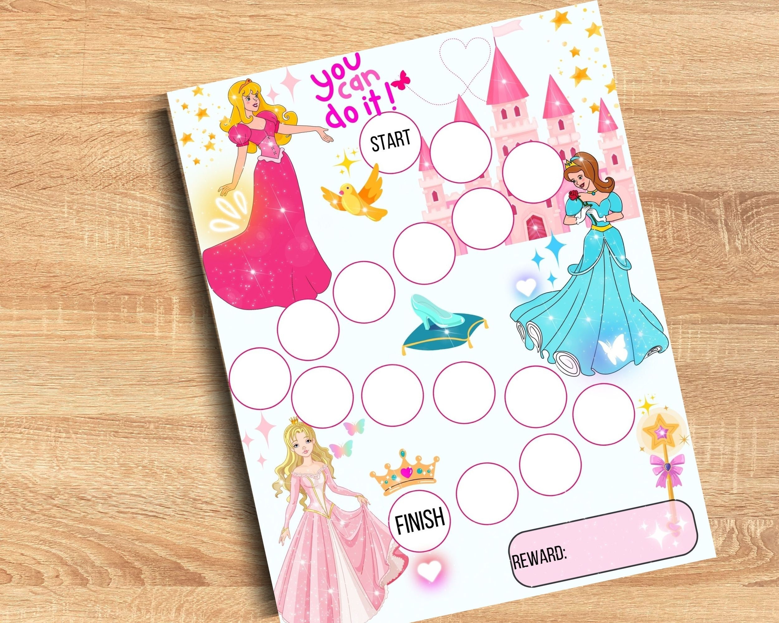 Girls Princess Reward Chart: Potty Training, Chores, Behavior Tracker ...
