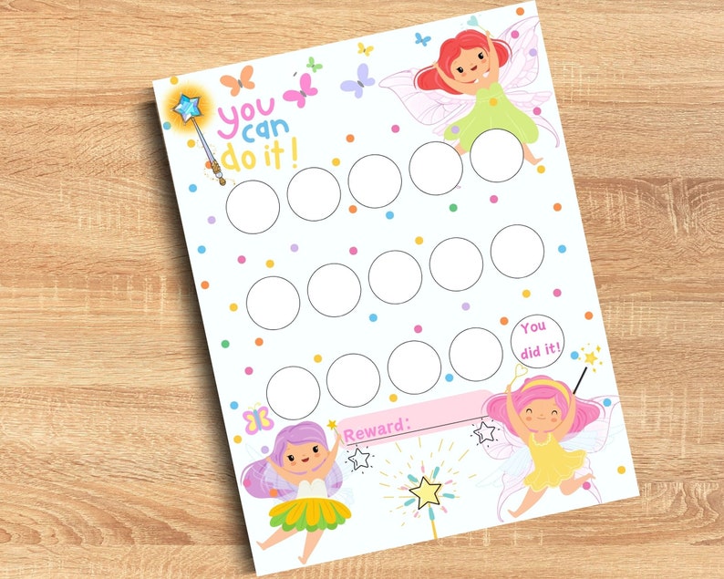Fairy Reward Chart Girls Behavior Chart Kids Girls Chore Chart Sleeping ...