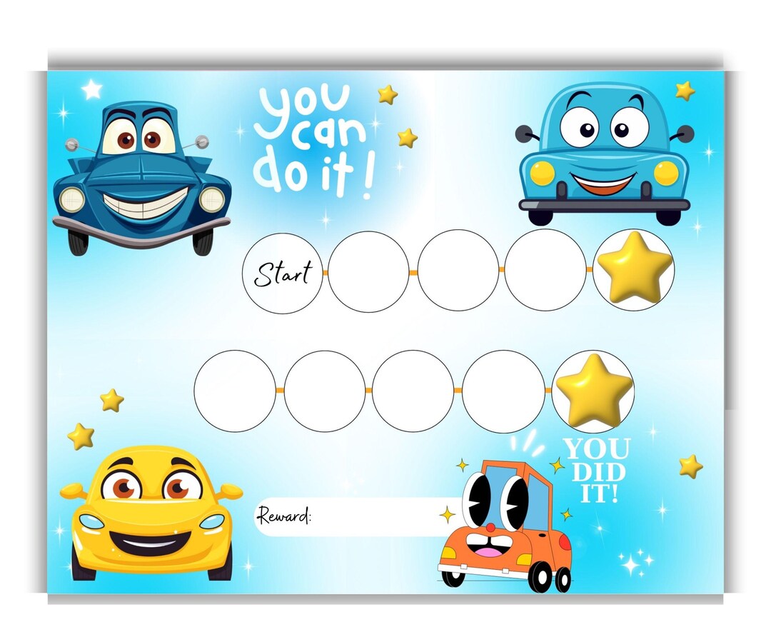 Cute Car Reward Chart for Kids - Printable Behavior Chart - Toddler ...
