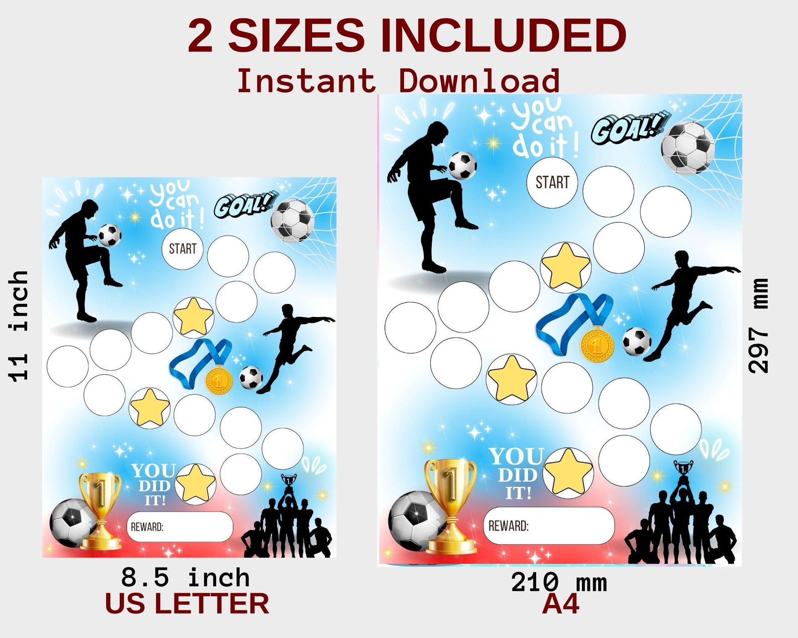 Football Reward Chart - Boys Behavior Chart - Kids Chore Chart ...