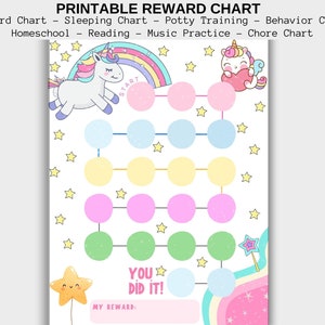 Unicorn Reward Chart – Printable Chore Chart for Girls | Magical ...