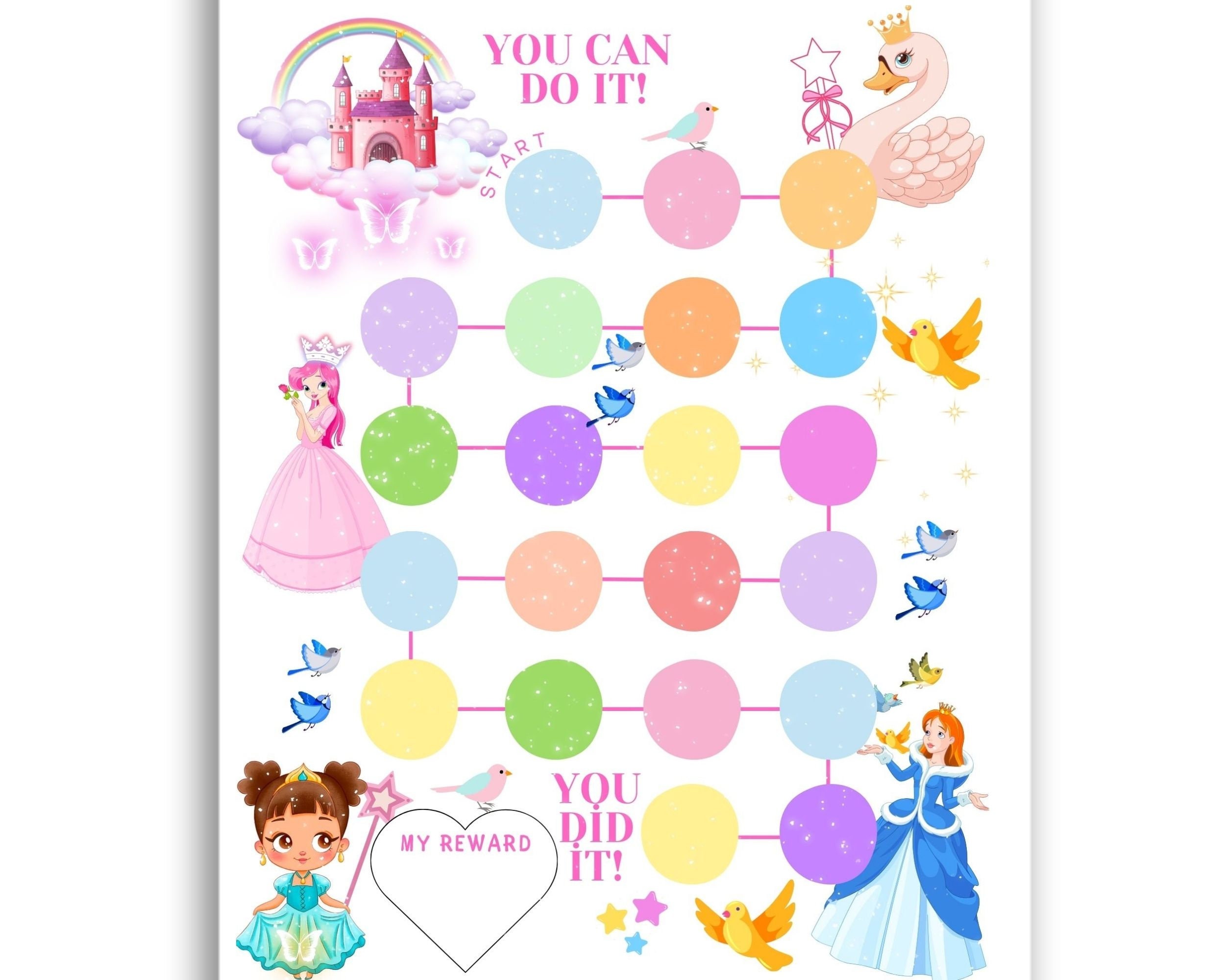 Girls Princess Reward Chart - Potty Training Chart - Chore Chart ...