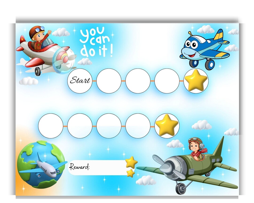 Pilot Reward Chart for Kids - Airplane Reward Chart - Flight Theme ...