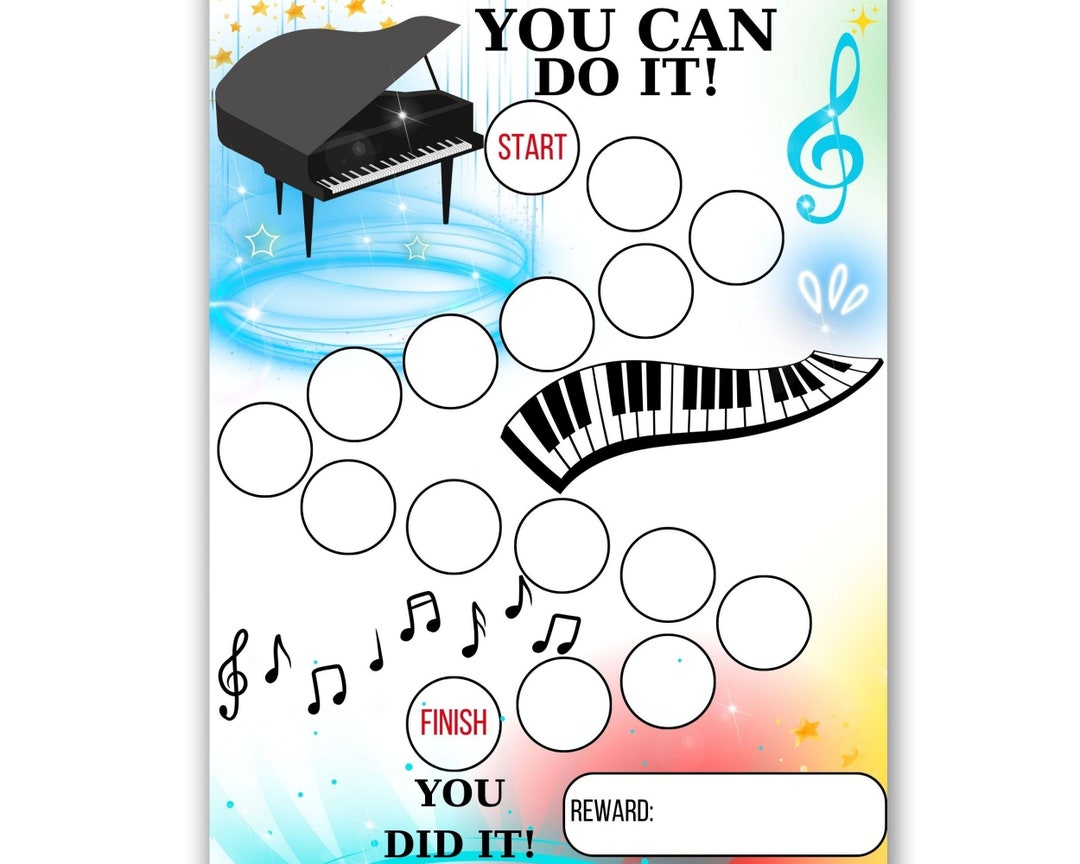 Printable Piano Reward Chart - Music Practice - Piano Practice - Music ...