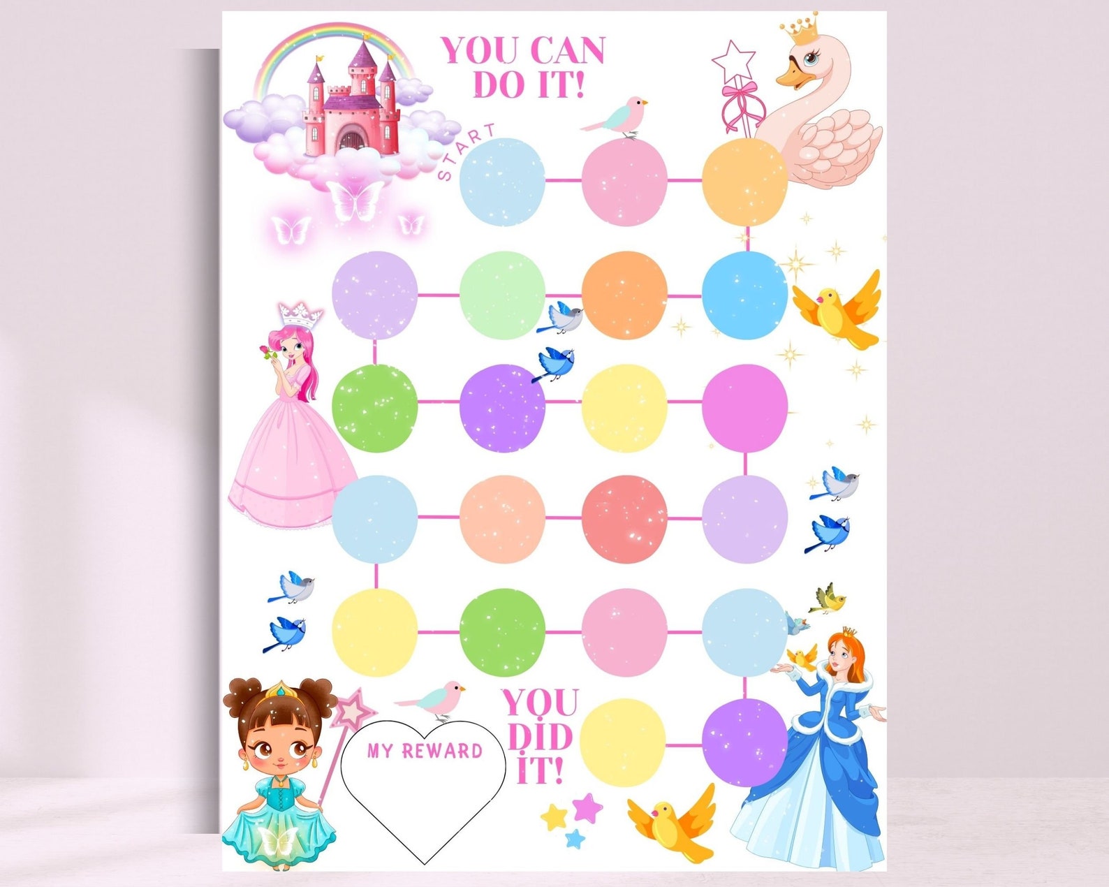 Girls Princess Reward Chart Potty Training Chart Chore Chart Girls ...