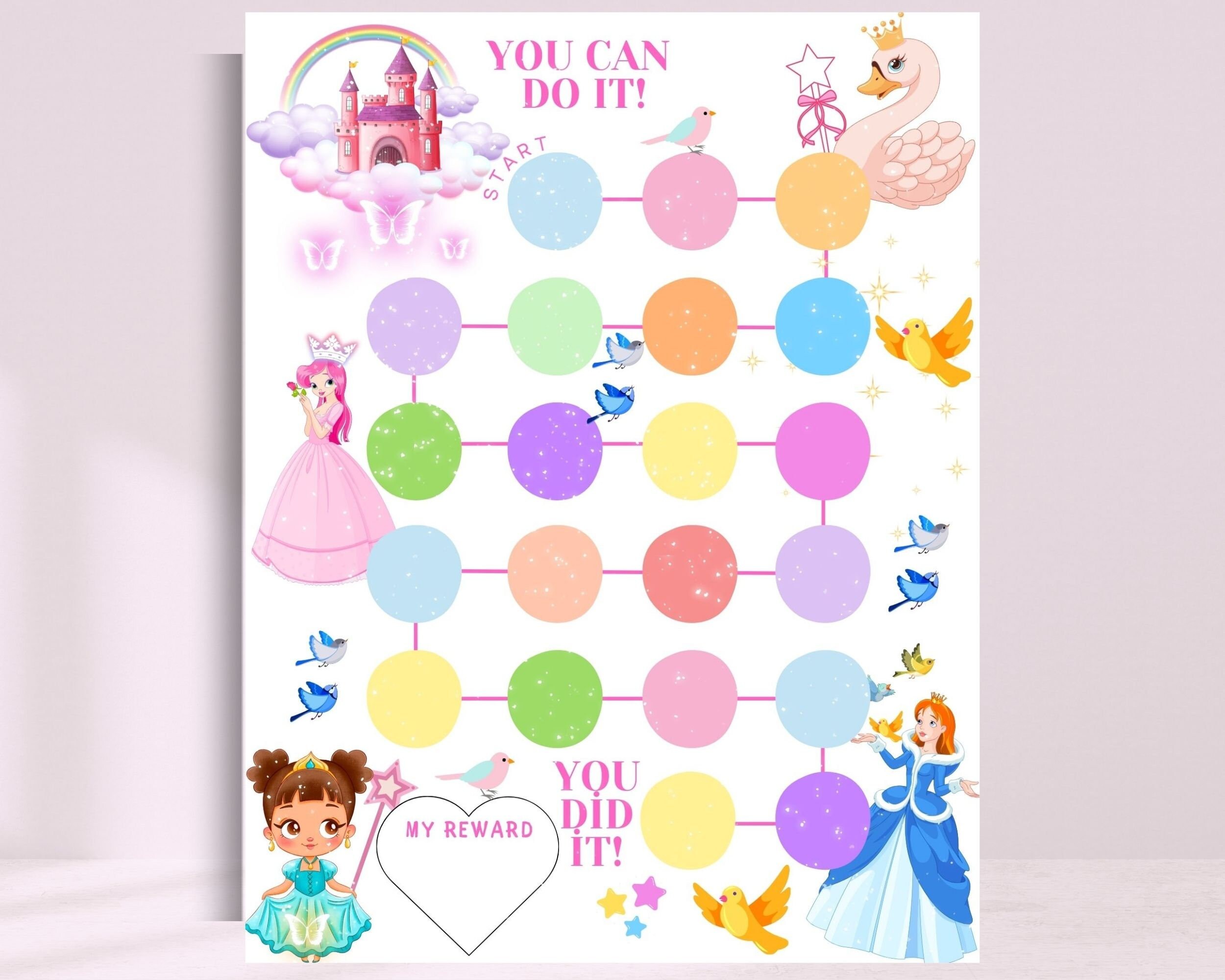 Girls Princess Reward Chart Potty Training Chart Chore Chart Girls ...
