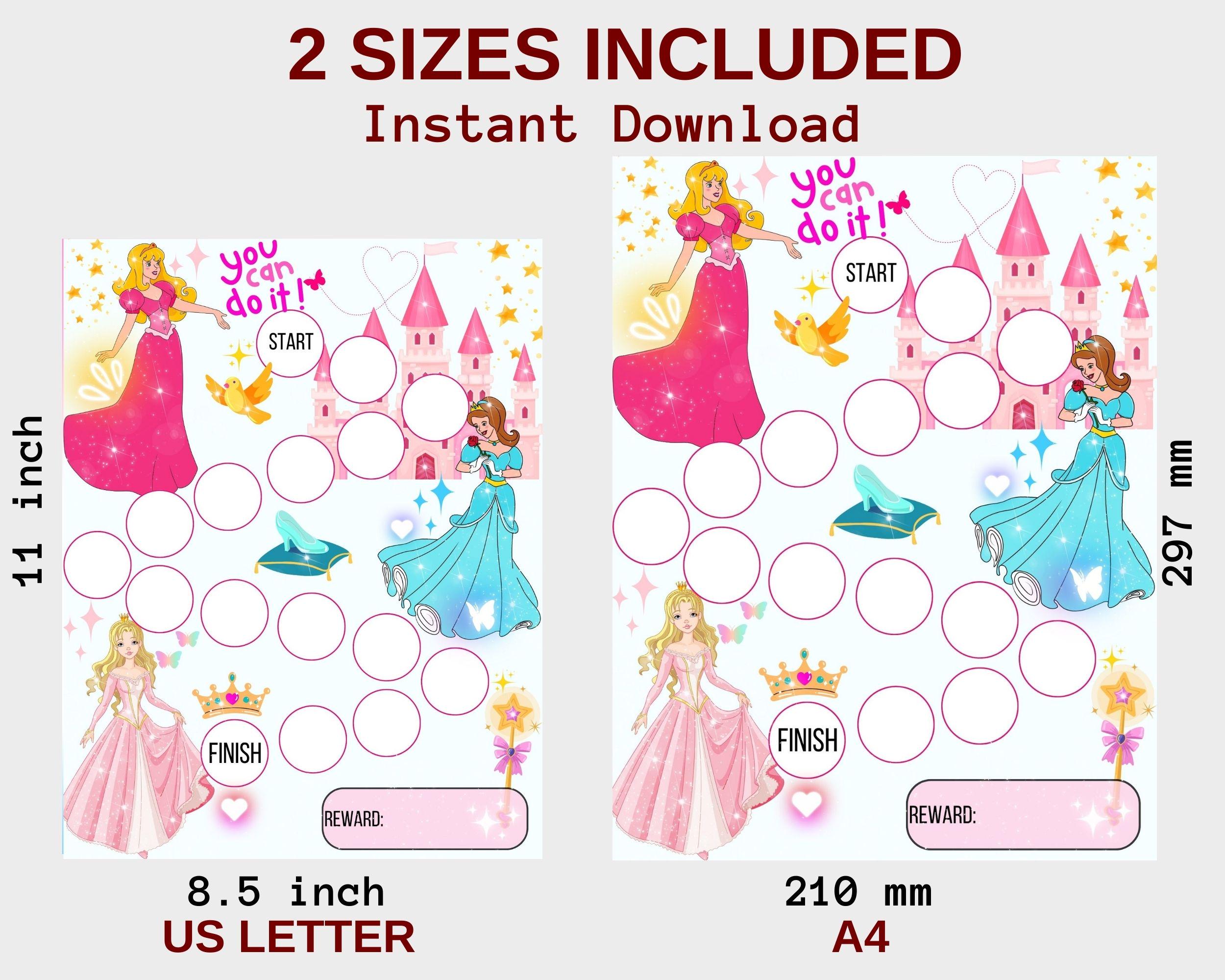 Girls Princess Reward Chart: Potty Training, Chores, Behavior Tracker ...