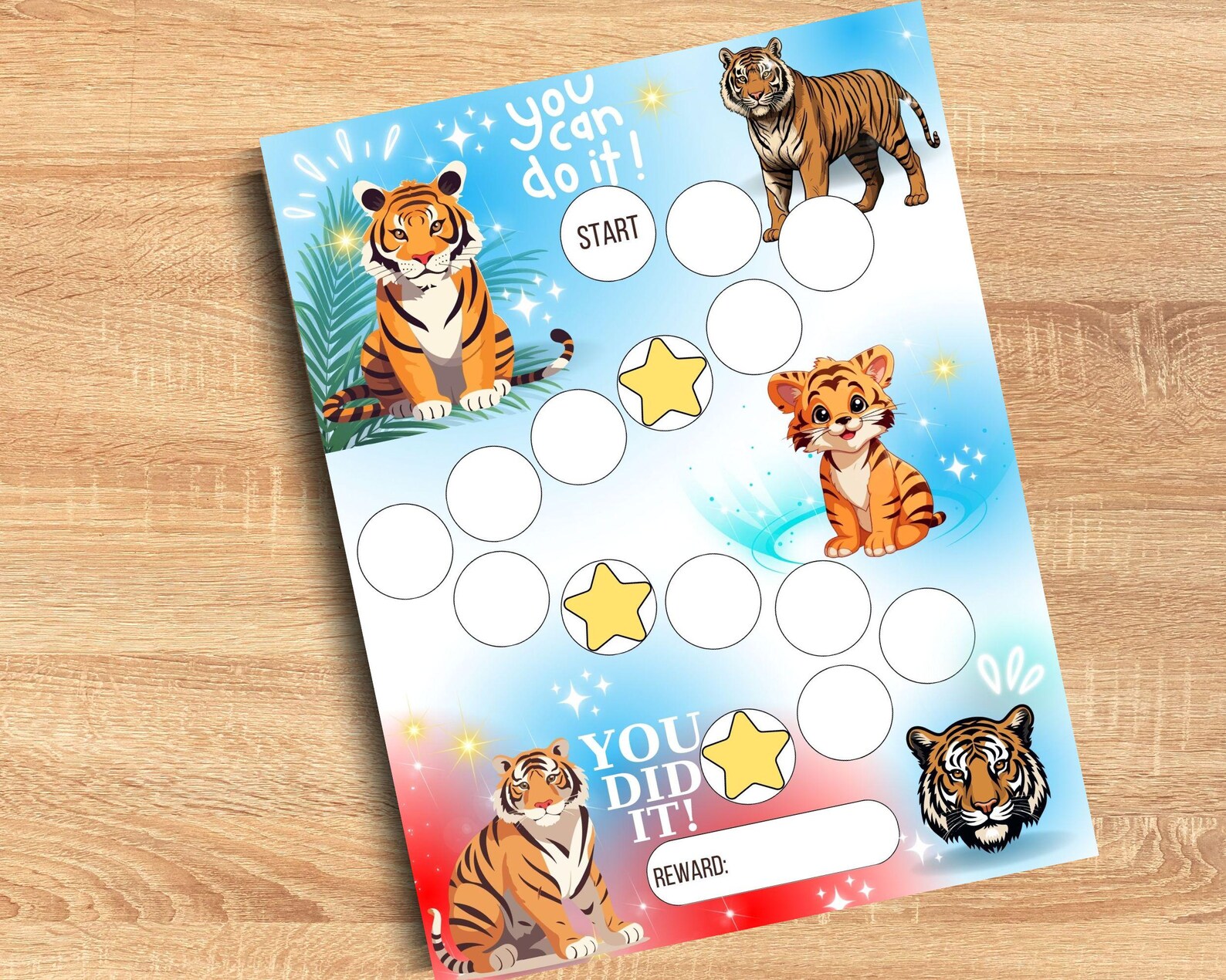 Tiger Reward Chart Kids Reward Chart Toddler Reward Chart Potty ...