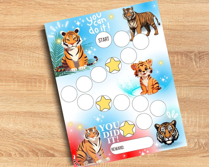 Tiger Reward Chart for Kids - Toddler Reward Chart - Potty Training ...