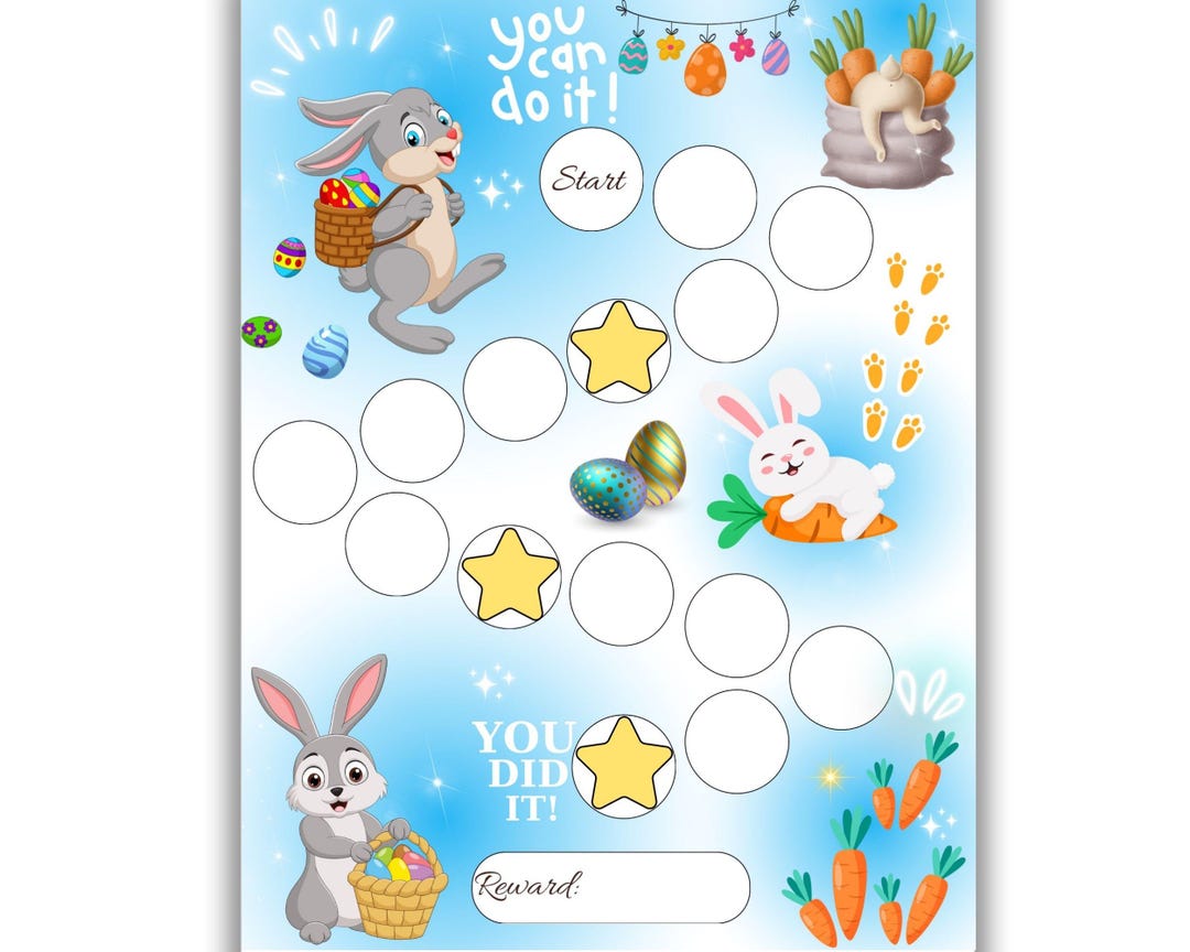 Easter Bunny Reward Chart - Bunny Sticker Chart - Chore Chart - Kids ...