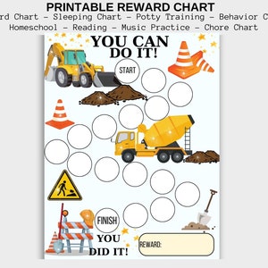 Digger Reward Chart - Boys Behavior Chart - Construction Reward Chart ...