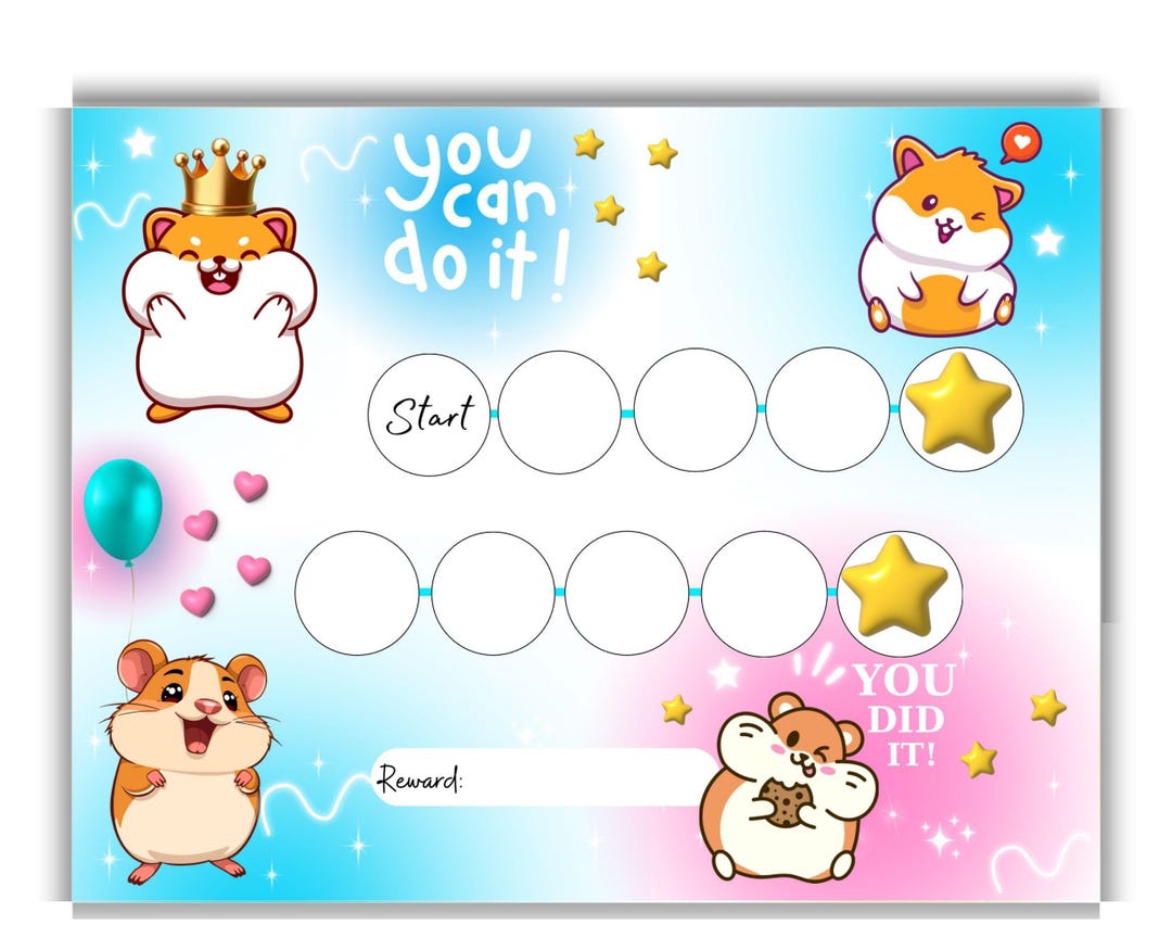 Hamster Reward Chart for Kids | Printable Behavior Chart | Cute Animal ...