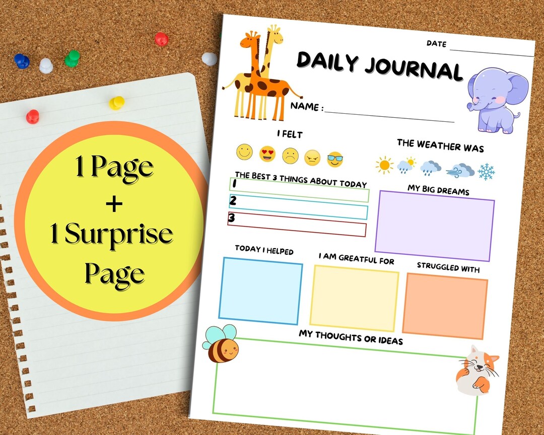 Kids Daily Journal Printable Journal for Kids Diary for Children Kids ...