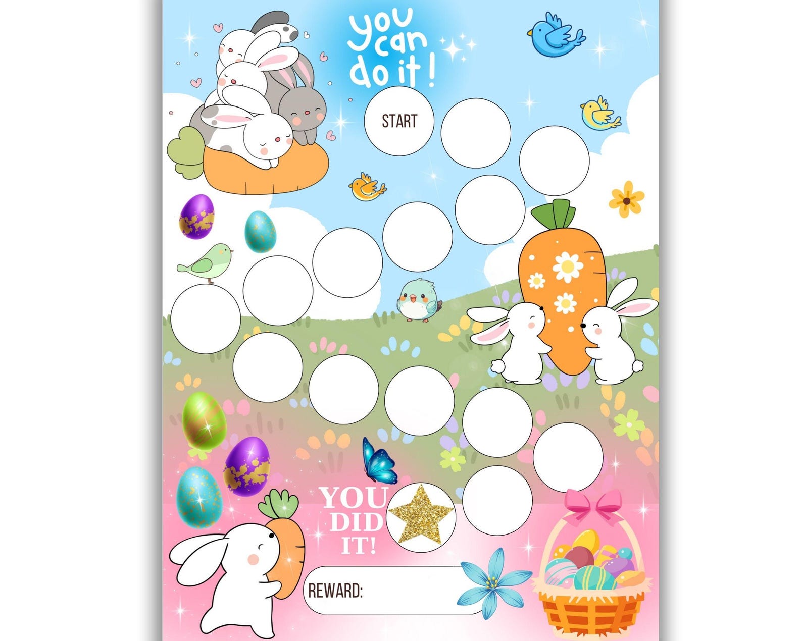 Printable Easter Reward Chart for Kids - Bunny Behavior Chart - Spring ...
