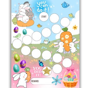 Printable Easter Reward Chart for Kids - Bunny Behavior Chart - Spring ...