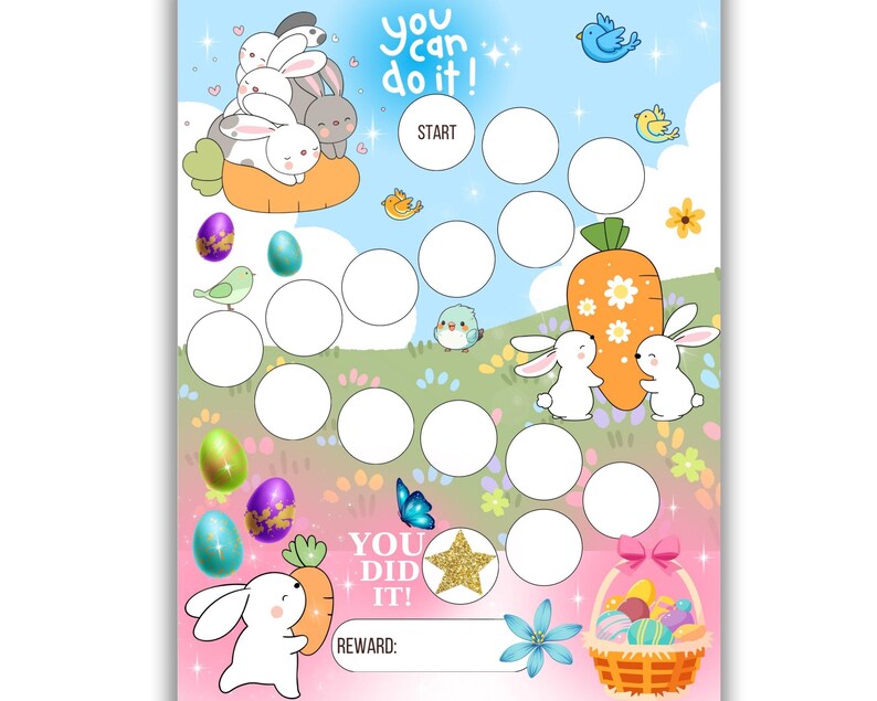 Printable Easter Reward Chart for Kids - Bunny Behavior Chart - Spring ...