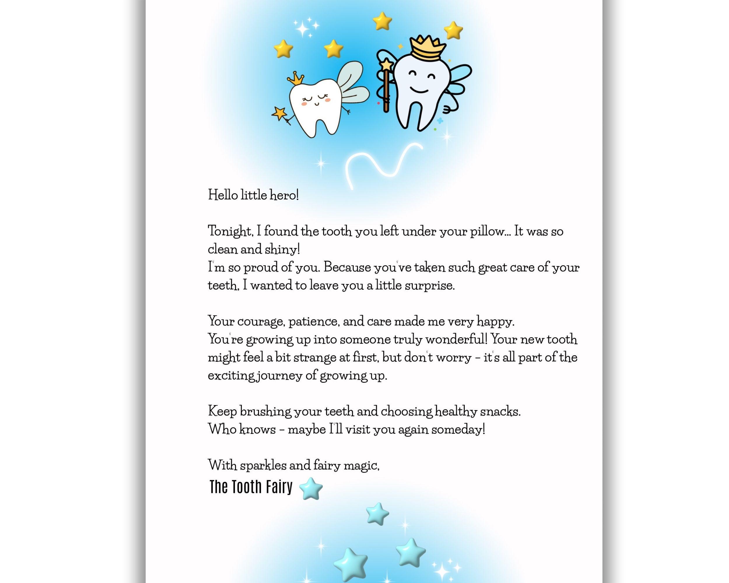 Tooth Fairy Letter for Boys | Printable Tooth Fairy Note | Magical ...