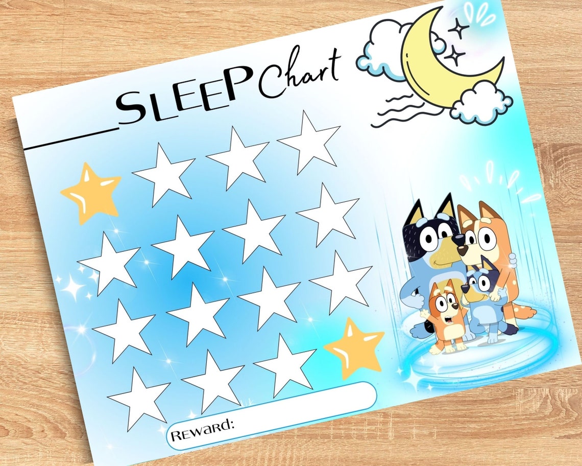 Bluey Sleeping Chart Kids Sleeping Chart Reward Chart Sleep Chart for ...