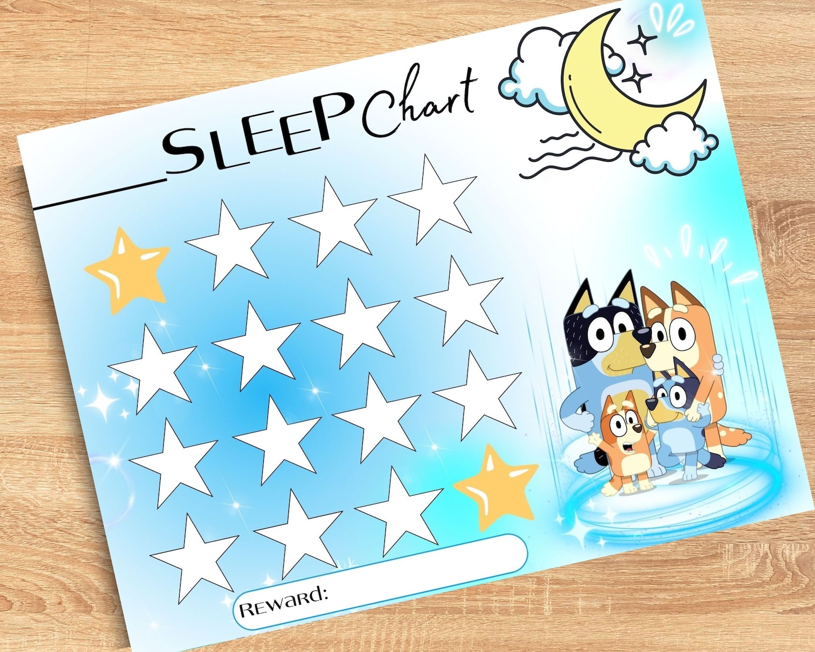 Bluey Sleeping Chart Kids Sleeping Chart Reward Chart Sleep Chart for ...