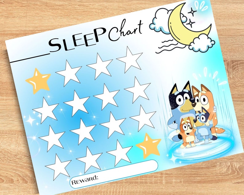 Bluey Sleeping Chart - Kids Sleep Reward Chart - Sleep Chart for Kids ...