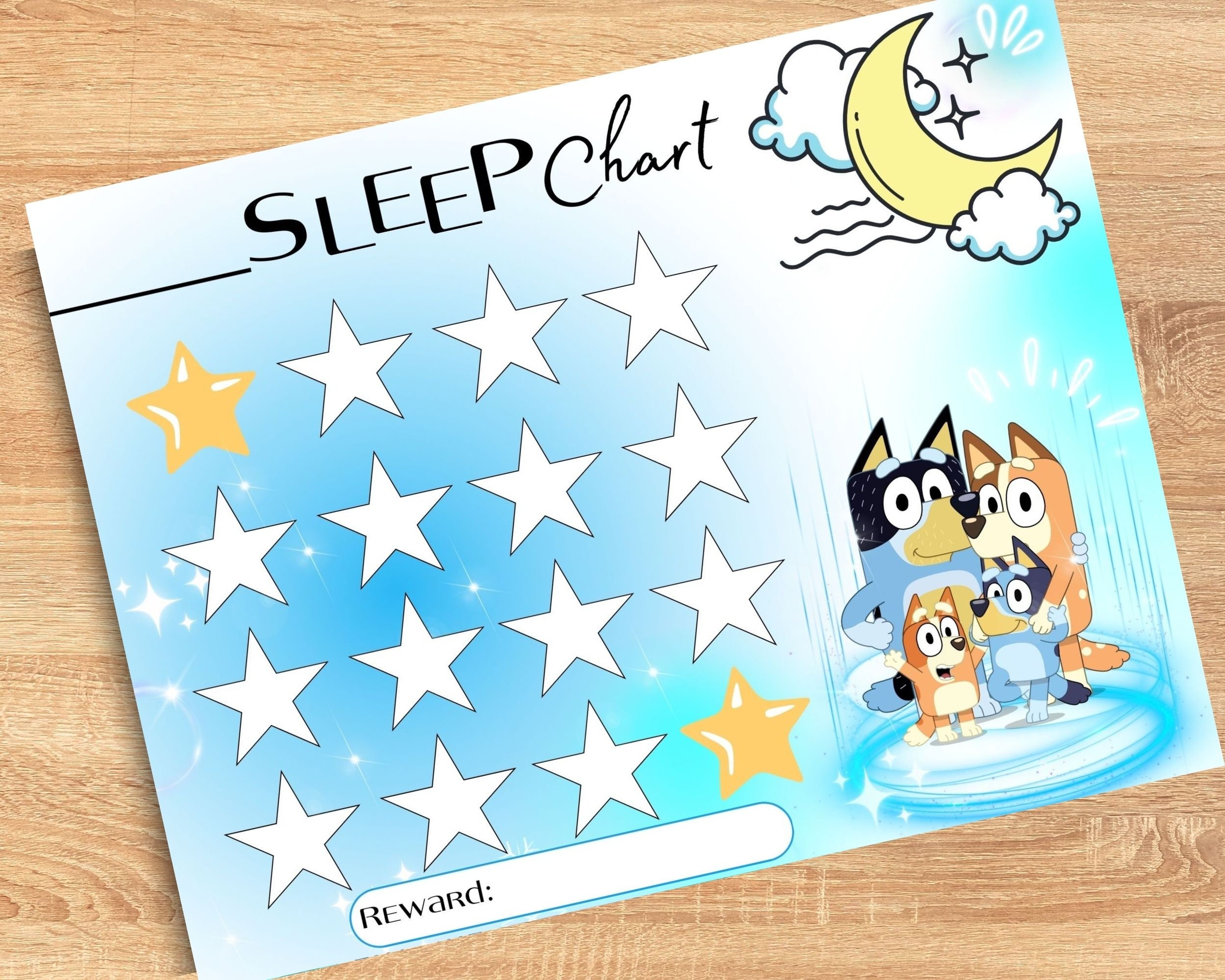 Bluey Sleeping Chart Kids Sleeping Chart Reward Chart Sleep Chart for ...