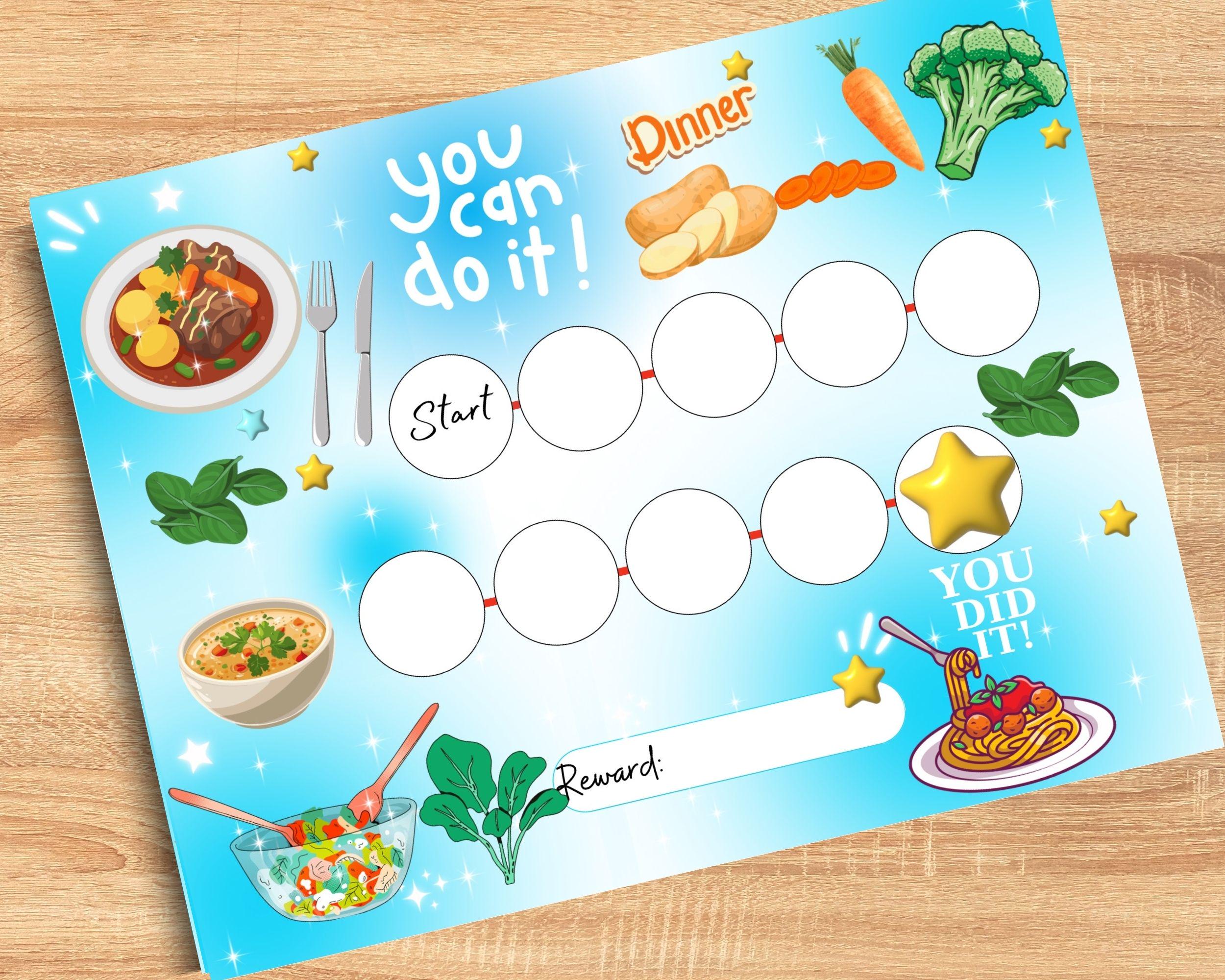 Printable Dinner Reward Chart for Kids: Mealtime Tracker (A4 & Letter ...