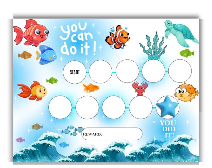 Sea Turtle Reward Chart: Kids Potty Training, Classroom Incentive (PDF ...