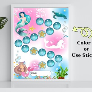Mermaid Reward Chart - Girls Reward Chart - Potty Training Chart ...
