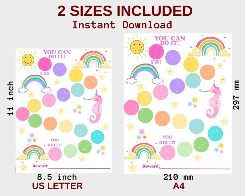 Rainbow Reward Chart for Kids: Potty Training & Behavior Tracker (PDF ...