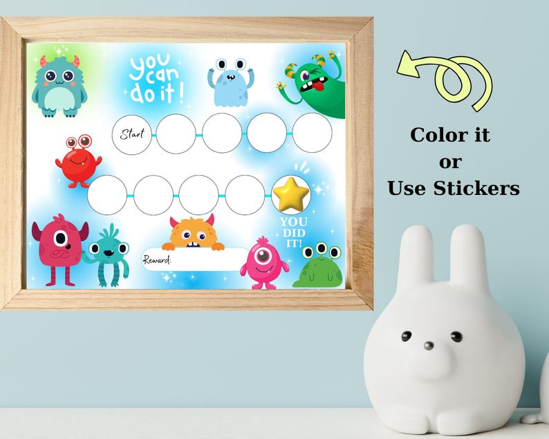 Monster Reward Chart for Kids - Printable Behavior Chart - Cute Monster ...