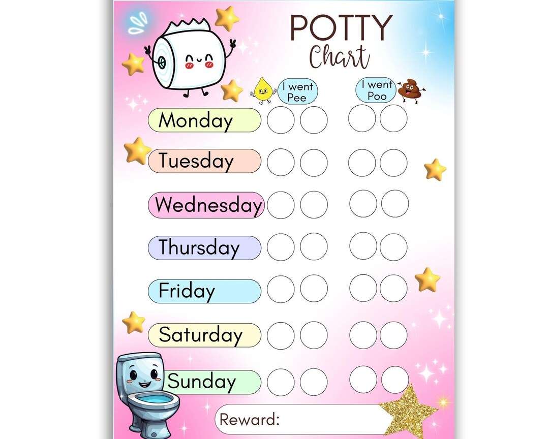 Girls Potty Training Reward Chart – Printable Toilet Tracker for ...
