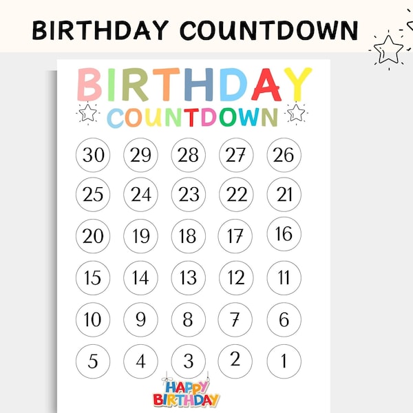 Birthday Countdown Calendar for Kids (You'll Love) - Etsy